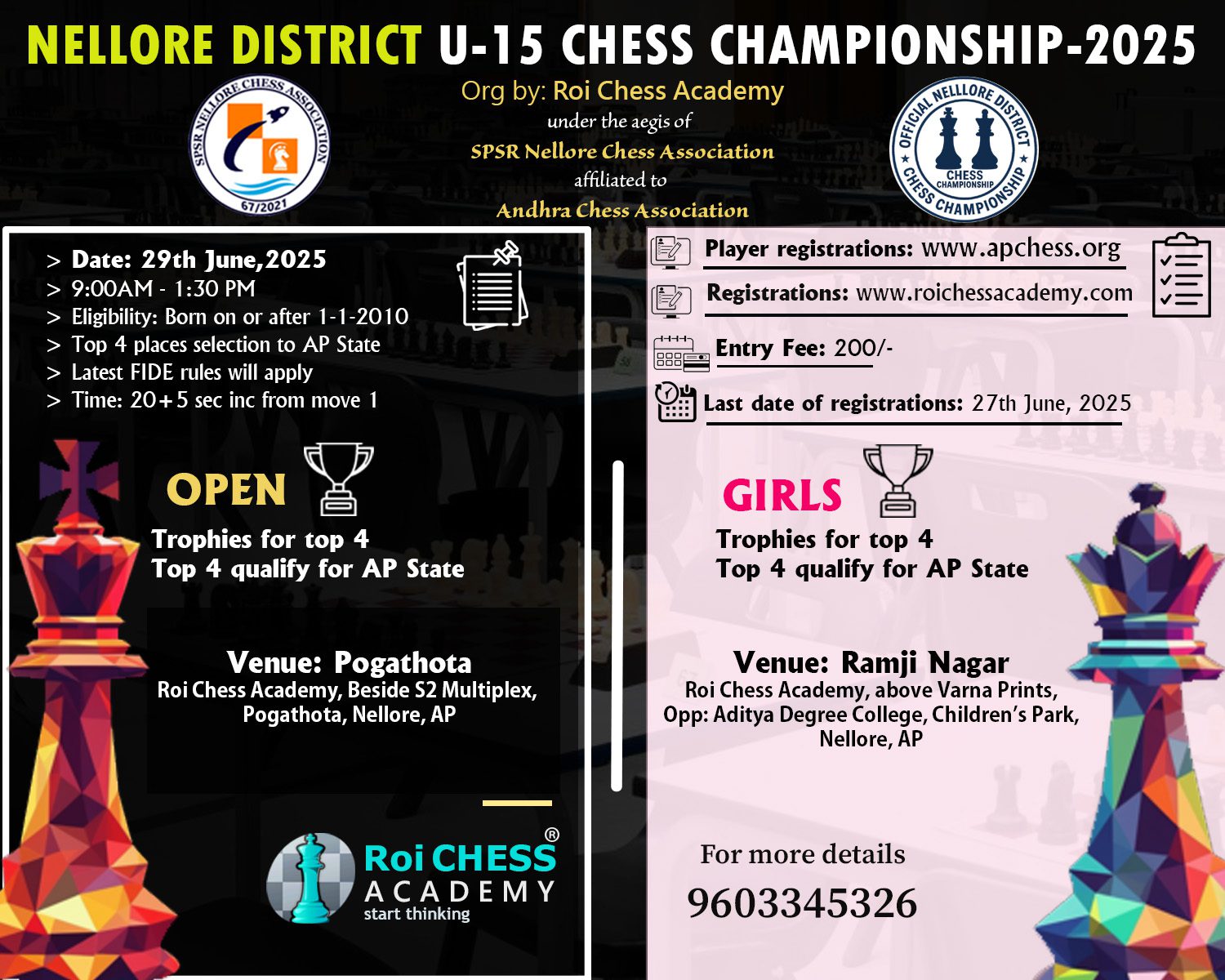 Nellore District U-15 Chess Championship-2025 - Roi Chess Academy®